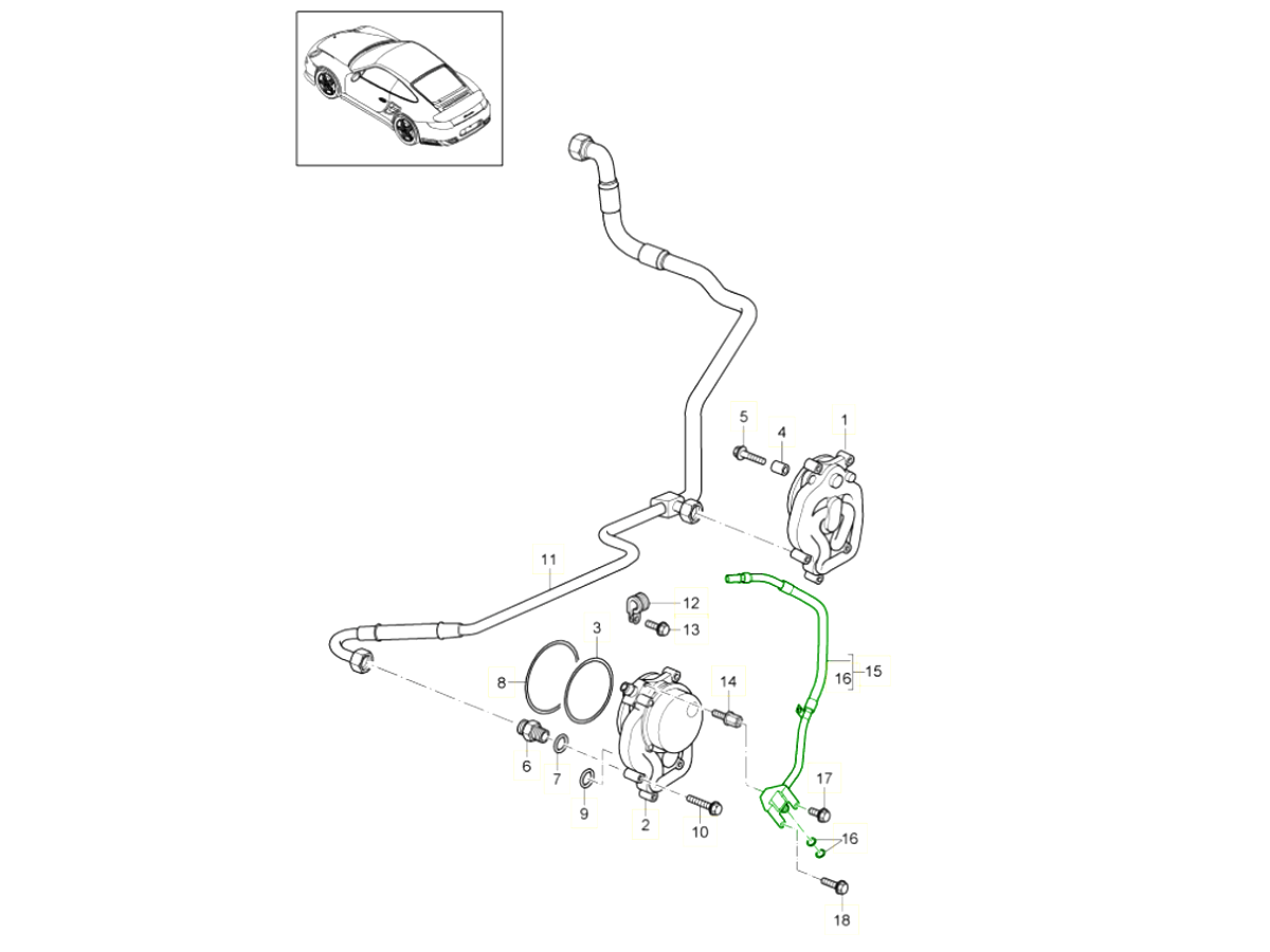 Porsche 997.2 Turbo Oil tandem pump vacuum line 99710503673 ...