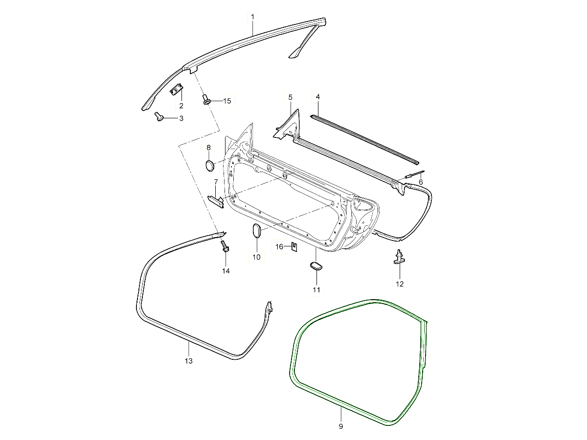 Porsche 997 Door Apreture Seal 99753707605 99753707505 - 99753707505 ...