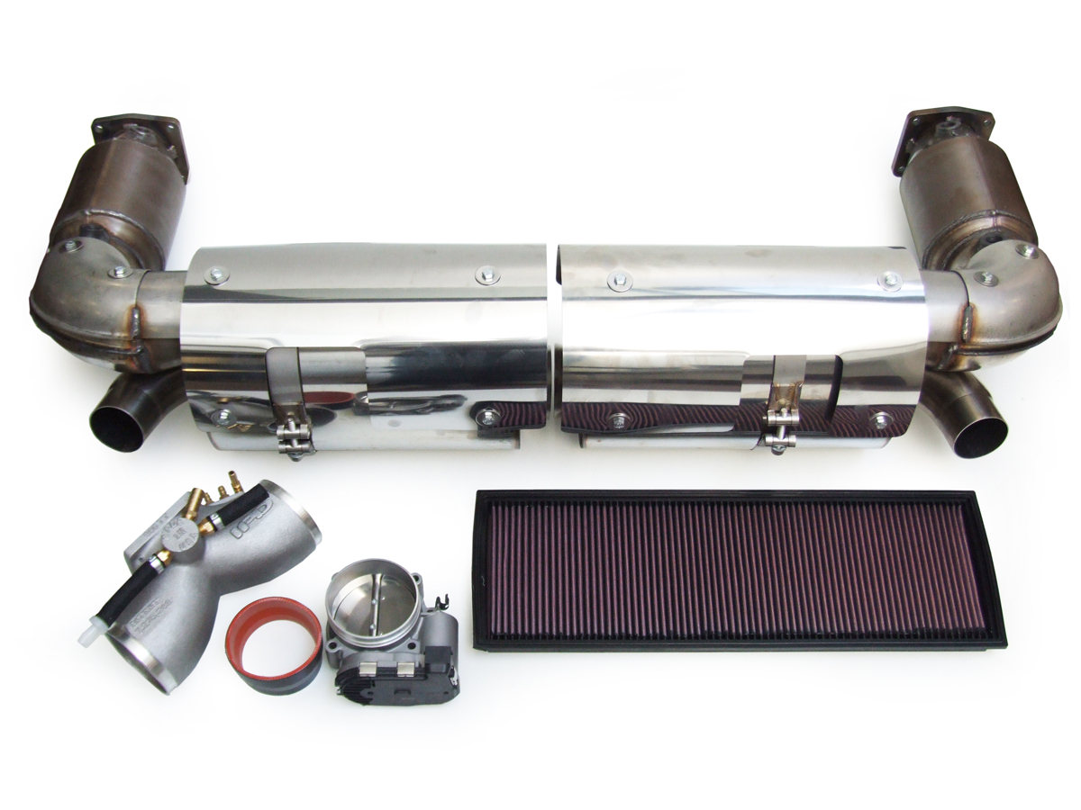 Exhaust Package + Plenum 74mm Throttle Body + Air Filter Kit Porsche ...
