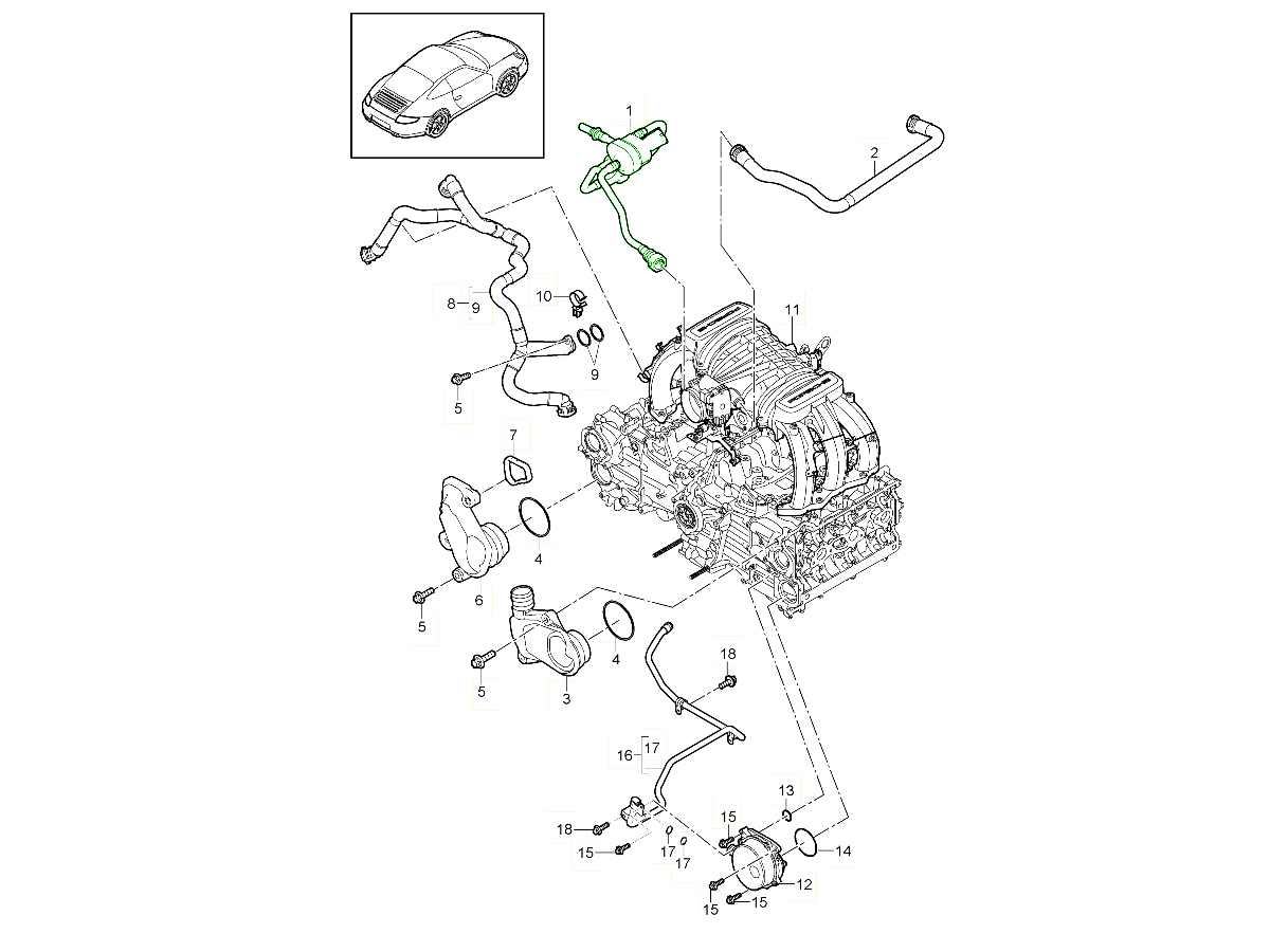 Porsche 997 Oil Vent Line 9A111009102 - 9A111009102 | Design 911