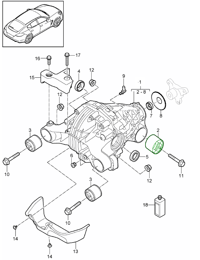 Rear differential mount. Porsche 970 Panamera - 97037505901 | Design 911