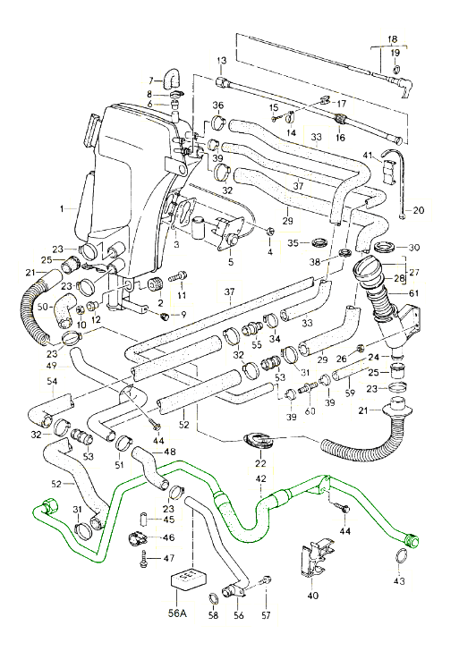 Porsche 993 Oil tank return line 99320725201 99320725282 99320725283 ...