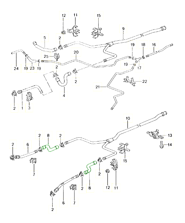 Porsche 996 Coolant hose 99610662756 99610662755 99610662752 ...