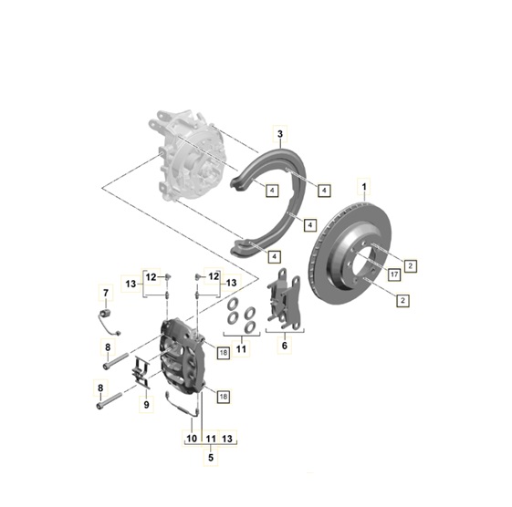 Brake caliper mounting bolt rear. Porsche 9YA Cayenne / 991 turbo ...