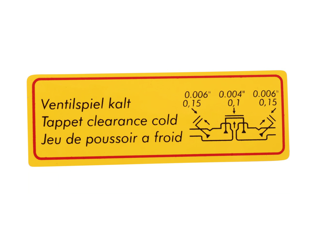 Valve clearance decal. Porsche 356B / 356C / 912 - 64470100100/1 ...