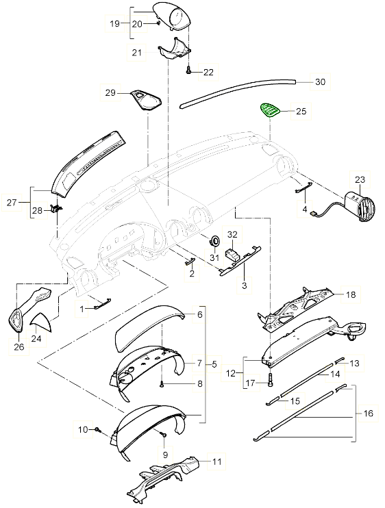 Porsche Defroster nozzle for windscreen 98755245501 and 98755245601 ...