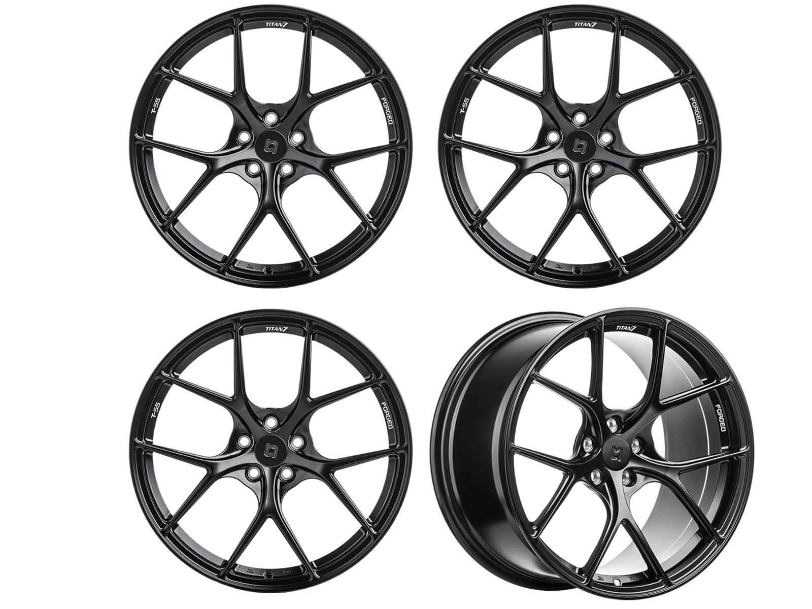 Titan 7 Forged T-S5 Split 5 Spoke Alloy Wheel Set Machine Black 19 ...