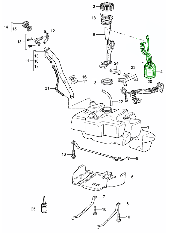 In-Tank Fuel Pump for Porsche 997-1 Carrera 4 / 4S 2005-2008 ...