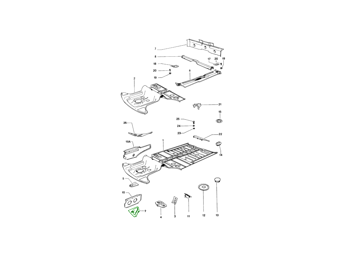 Reinforcement panel front trunk. Porsche 914 91450704110 91450704210 ...