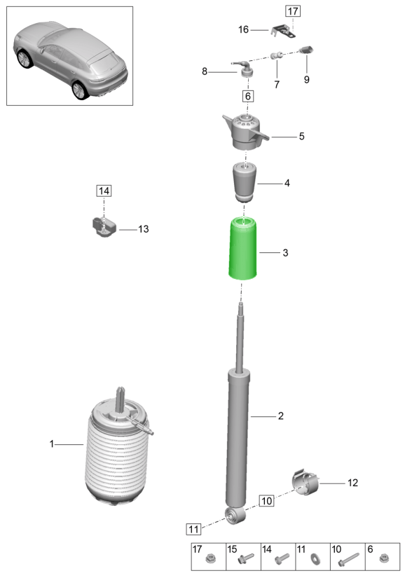 Rear Shock Absorber Rubber Boot Cover. Porsche Macan - 8K0512137A::1 ...