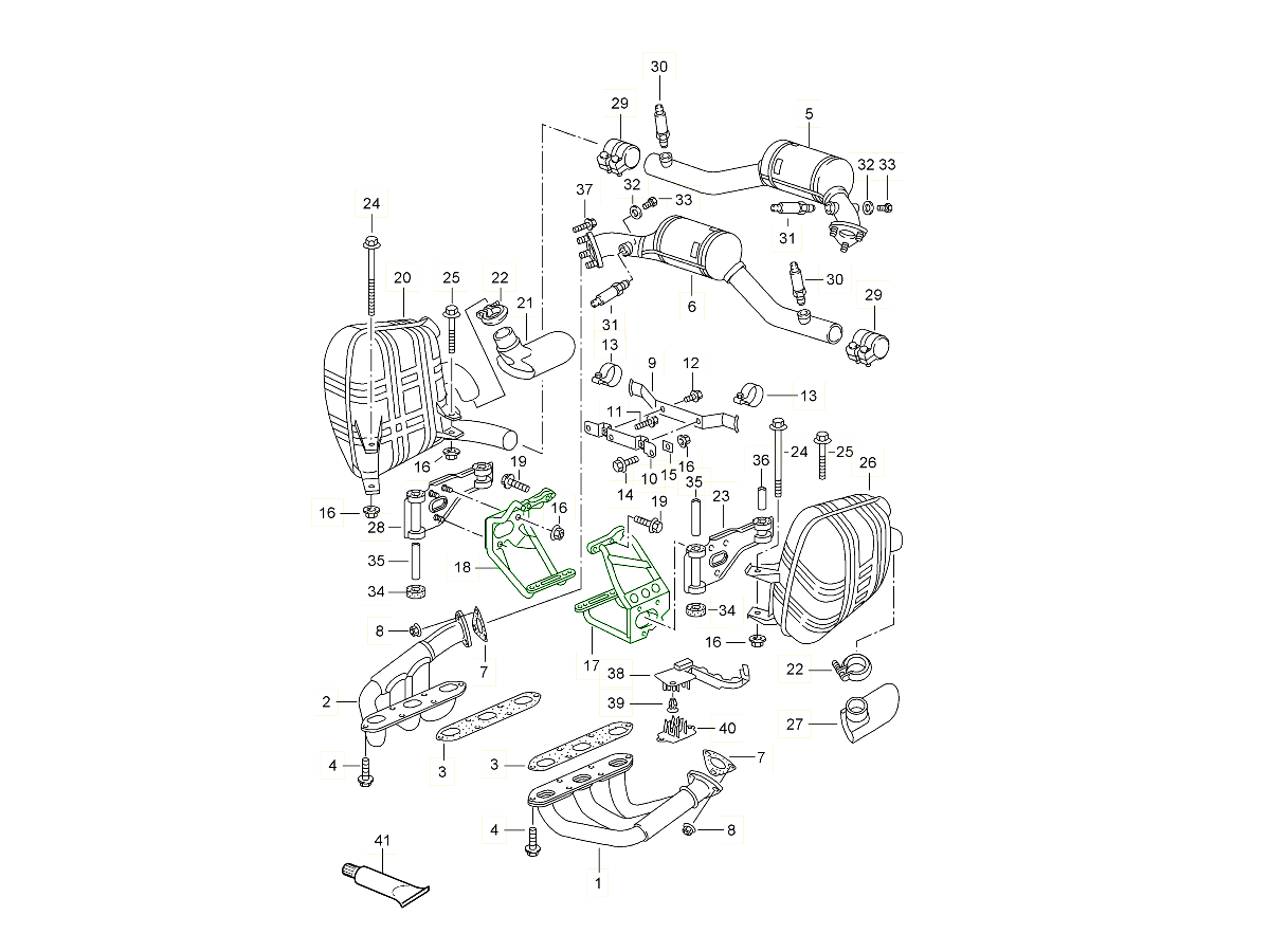 Porsche 996 3.4L Exhaust bracket 9611192755 99611192854 - 99611192755 ...