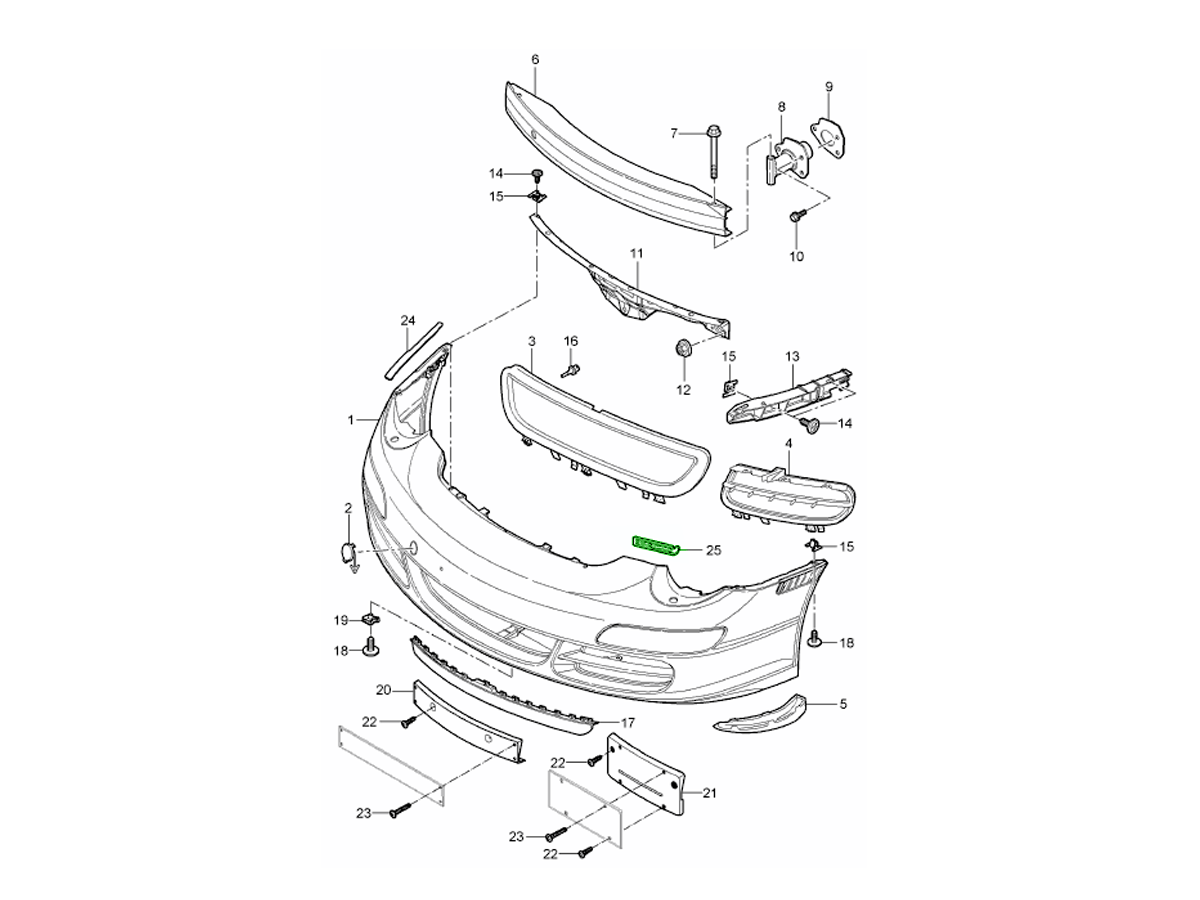 Porsche 997 991 Front Bumper Fixing Device - 99750571900 | Design 911