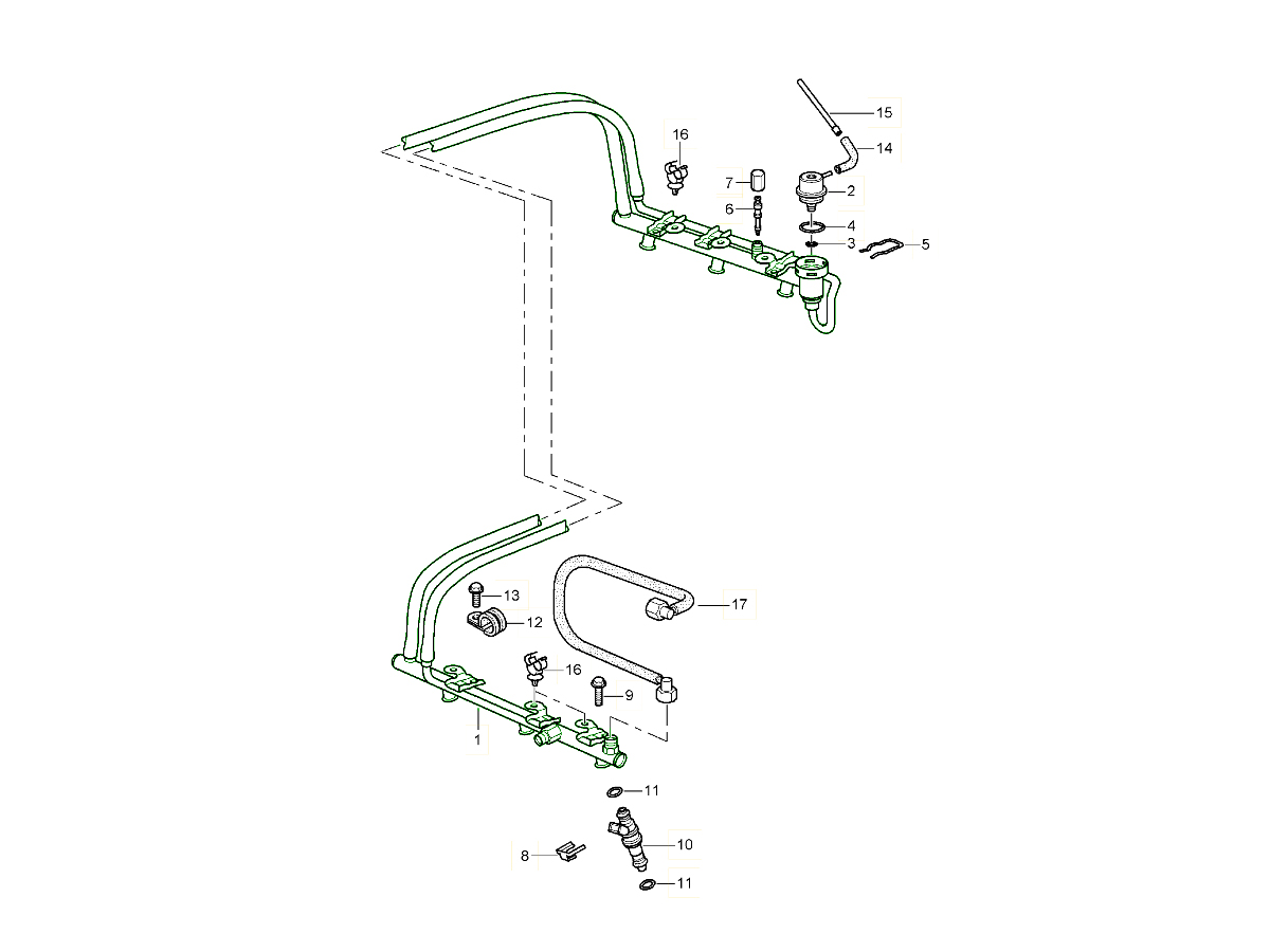 Fuel collection pipe for Porsche 996 3.6L 2002>> 99611003656 ...