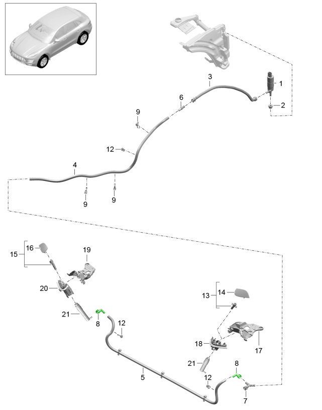 Porsche 970 Panamera 95B Macan Elbow connector for headlight washers ...