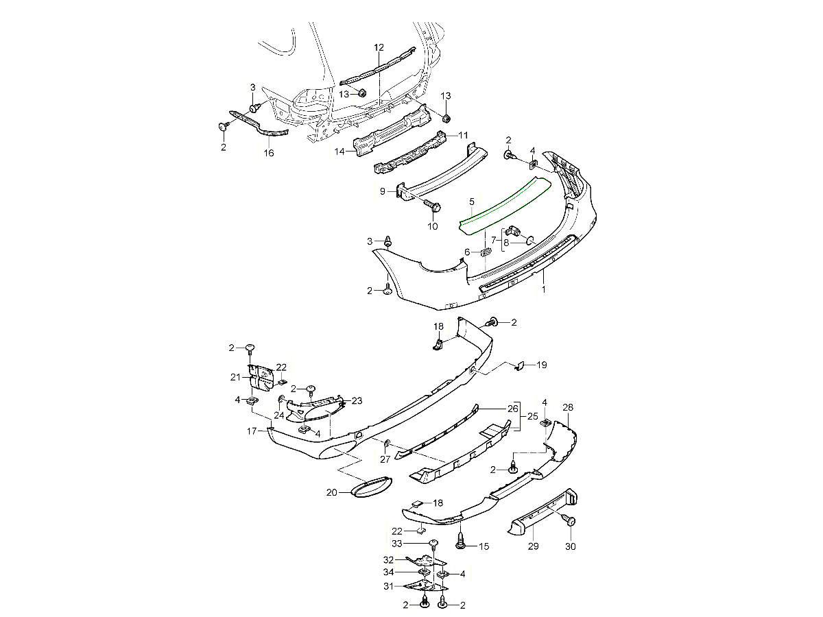 Porsche 957 Cayenne Rear bumper cover 95550578710 - 95550578710 ...