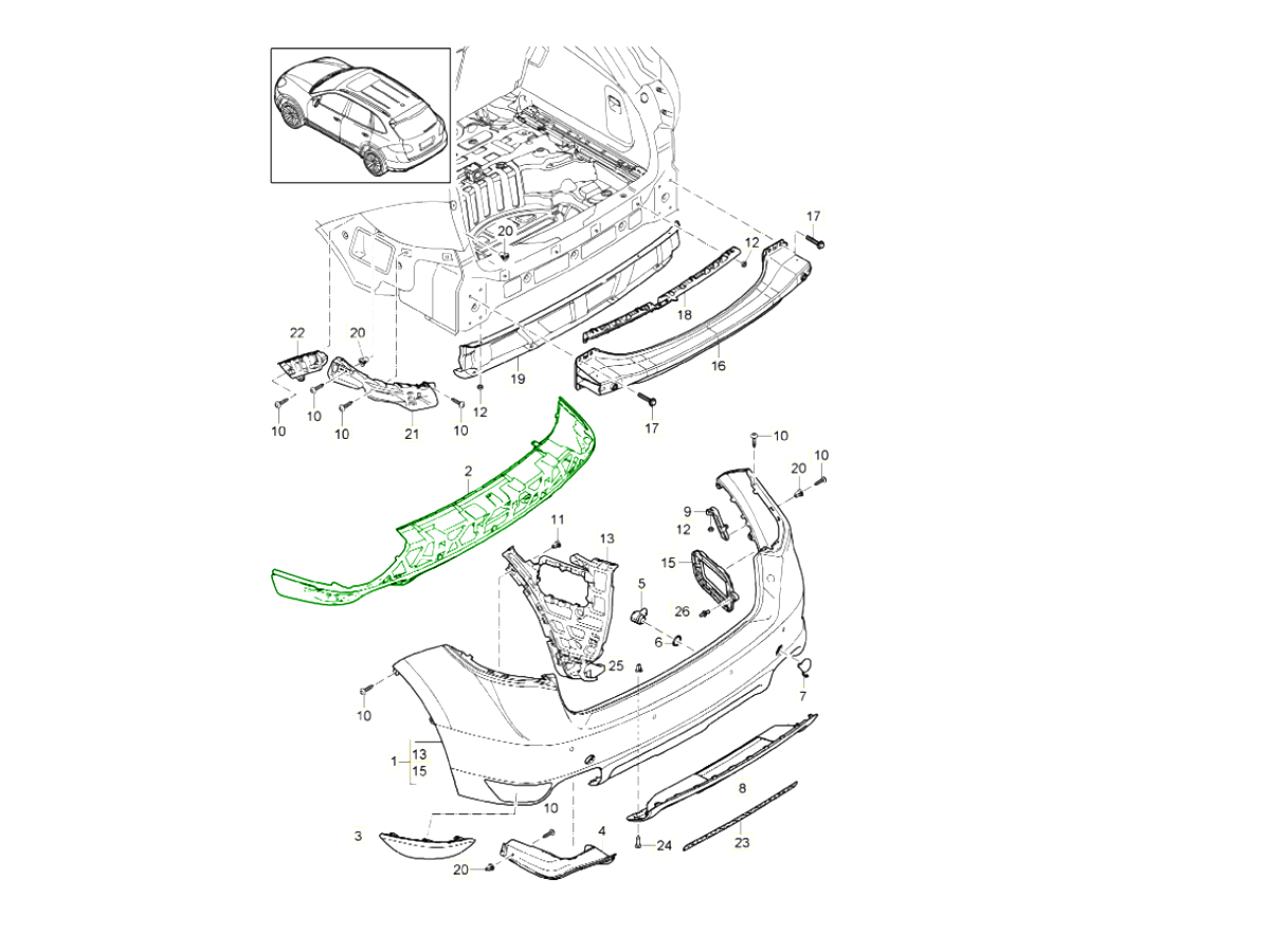 Porsche 957 Cayenne Rear bumper cover 95550578710 - 95550578710 ...