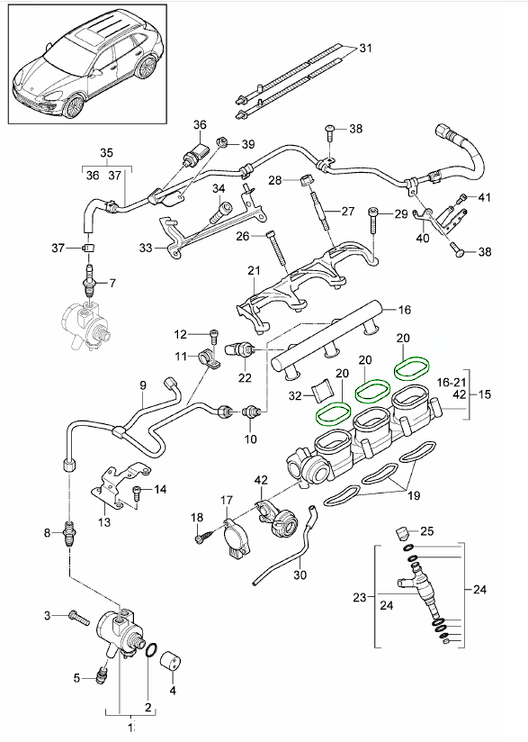 Porsche Cayenne Panamera Intake manifold upper gasket 95811014700 ...