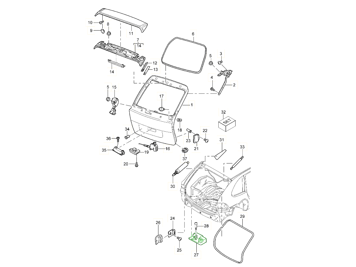 Buy Porsche Cayenne 9PA (955) 2003-2006 Boots / Rear Lid / Locks and ...