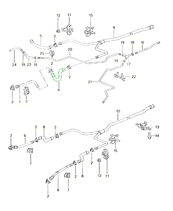 Porsche 996 Coolant feed hose 99610662355 99610662353 99610662356 ...