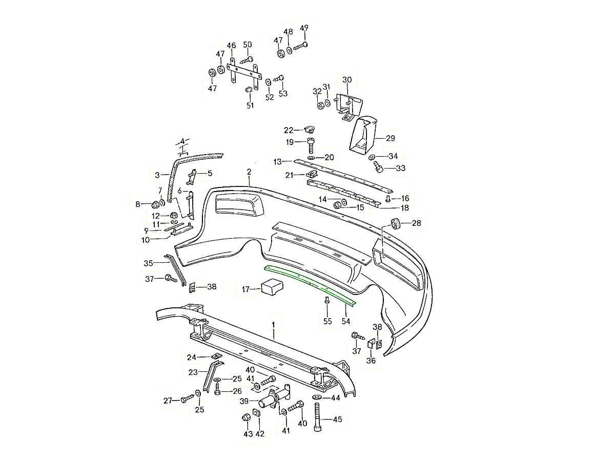 Porsche 928 Rear bumper lower retaining strip 92850526902 - 92850526902 ...