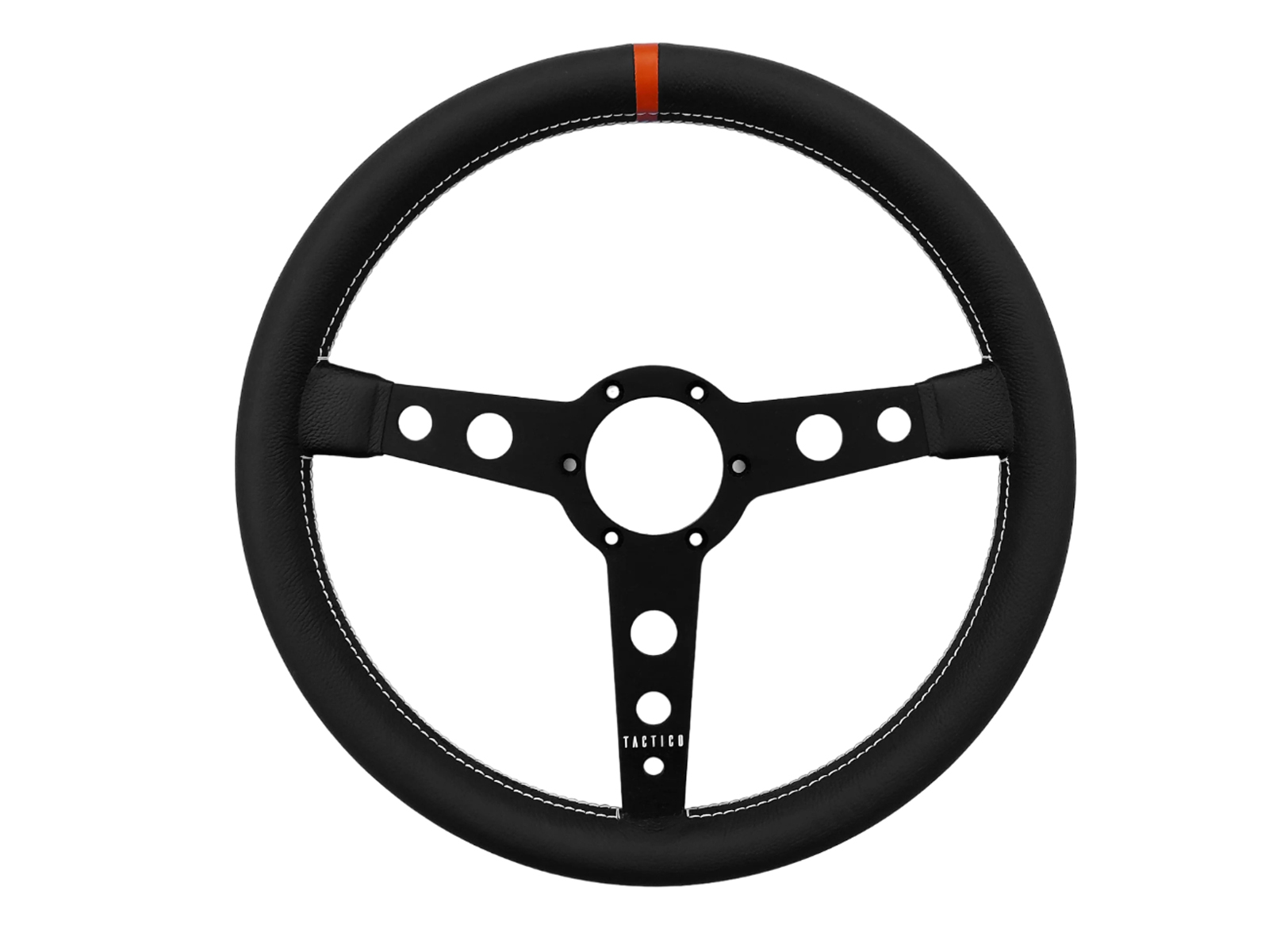 Steering wheel 130R Series Full Grain Leather with Orange Indicator ...