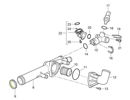 Sealing ring coolant connection. Porsche 957 Cayenne / 958 Cayenne 3 ...