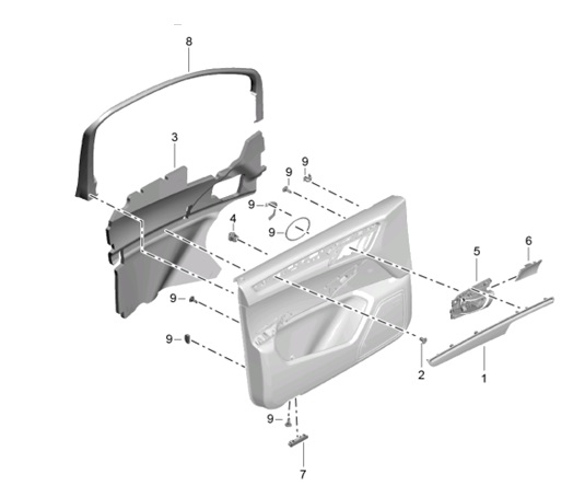 Door panel bracket. Porsche 95B Macan / 970 Panamera - 97053755700 ...