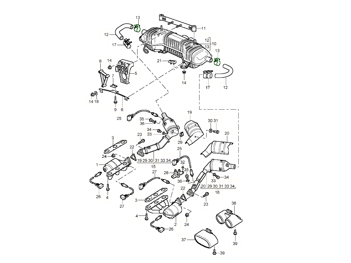 Exhaust U tube clamp in titanium. Porsche 986 Boxster 99611120900 ...