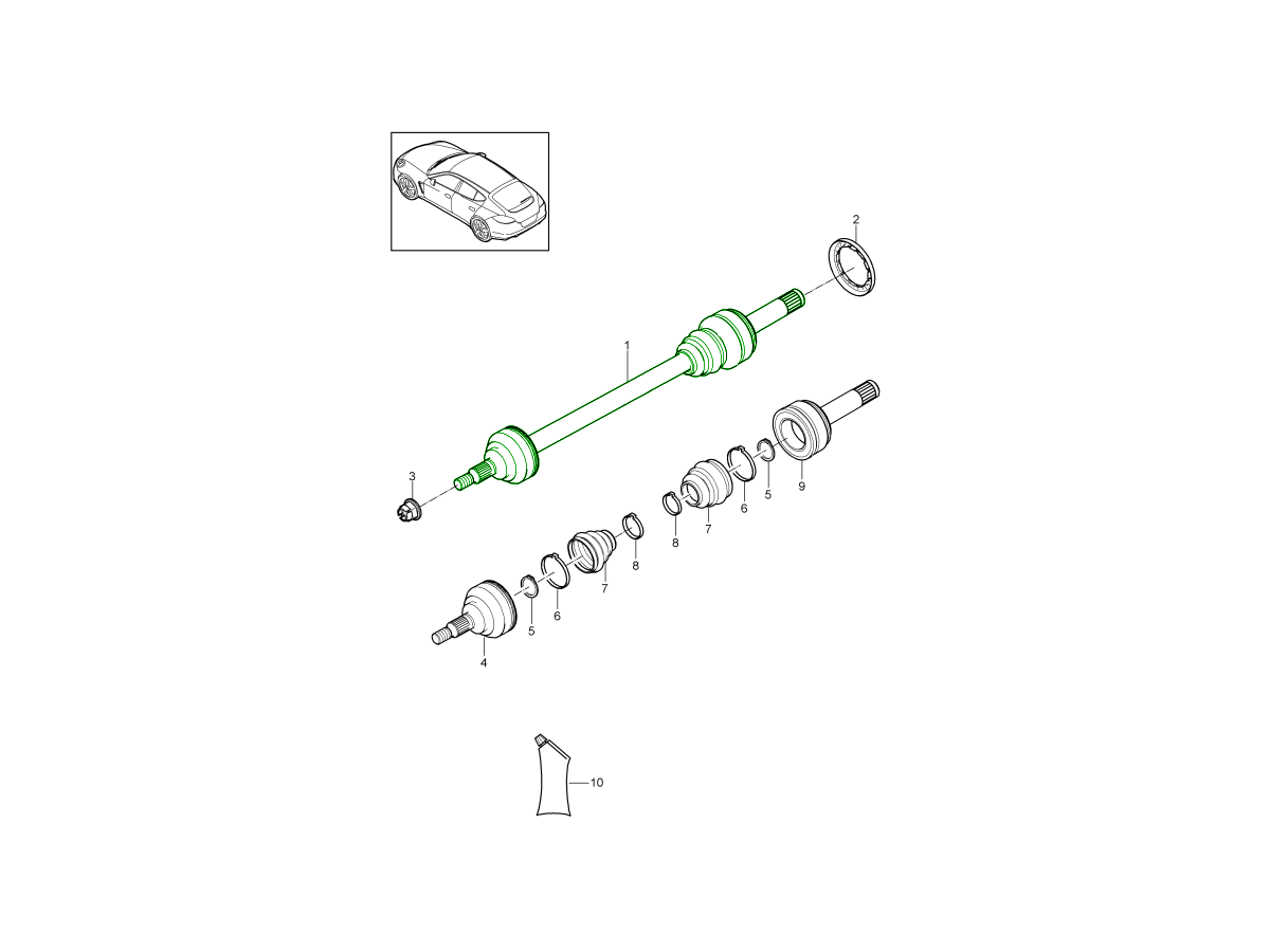 Rear Driveshaft for Porsche 970 Panamera / S / 4 / 4S / S Hybrid ...