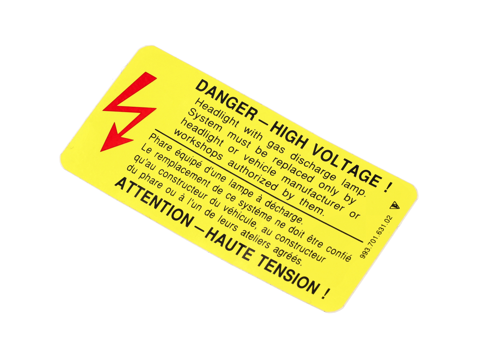 Sticker Danger High Voltage. Porsche 993 - 99370163102 | Design 911