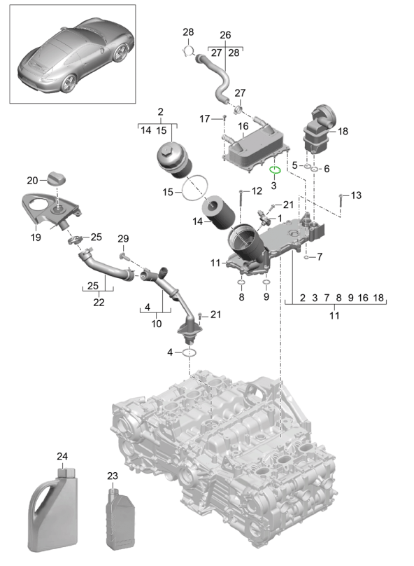 Porsche Engine oil cooler gasket 9481071750 - 0PB115441/1 | Design 911