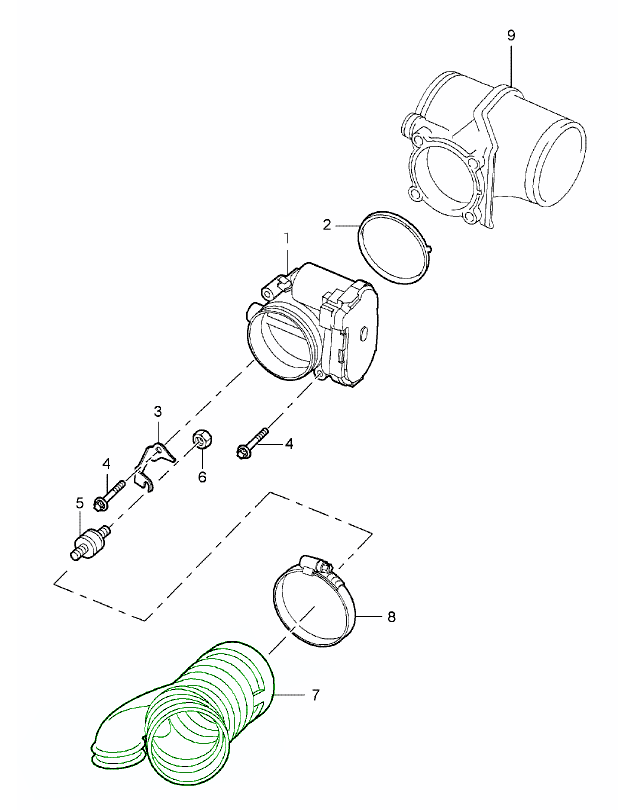 Porsche 991 Air hose from filter housing to throttle body 99711022300 ...