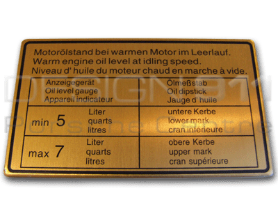 Sticker Engine Oil Level Porsche 911 90100650401 - 90100650401 | Design 911