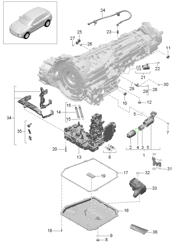 PAC325330 Porsche Macan oil filter o-ring WHT005499A - PAF005499 ...