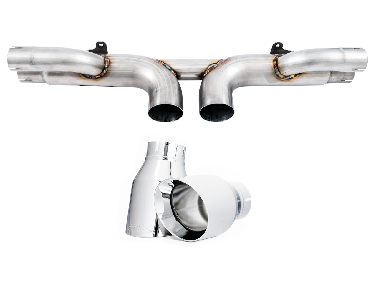 3010-32036 AWE Exhaust Center muffler delete with Silver tips for ...