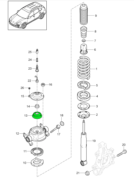 Porsche 958 Cayenne Shock Absorber Supporting Mount 95833332701 ...