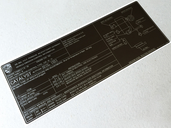 Porsche 911 Emission sticker for engine lid 93000651308 - 93000651308/1 ...