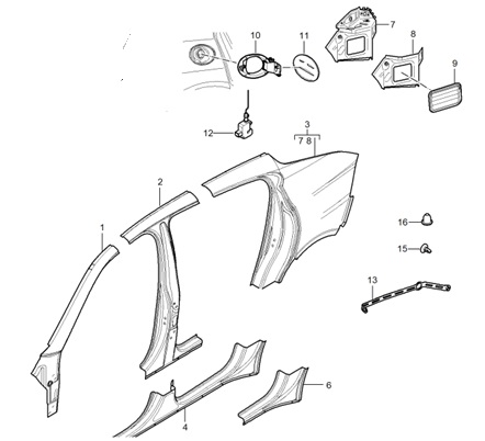 Fuel filler insert right. Porsche 970.2 Panamera - 97050419410 | Design 911