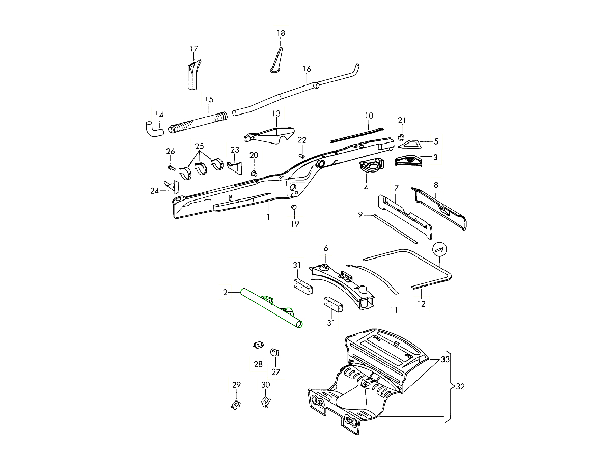 Rear torsion tube. Porsche 911 1965-68 90133101003 90133101003GRV ...