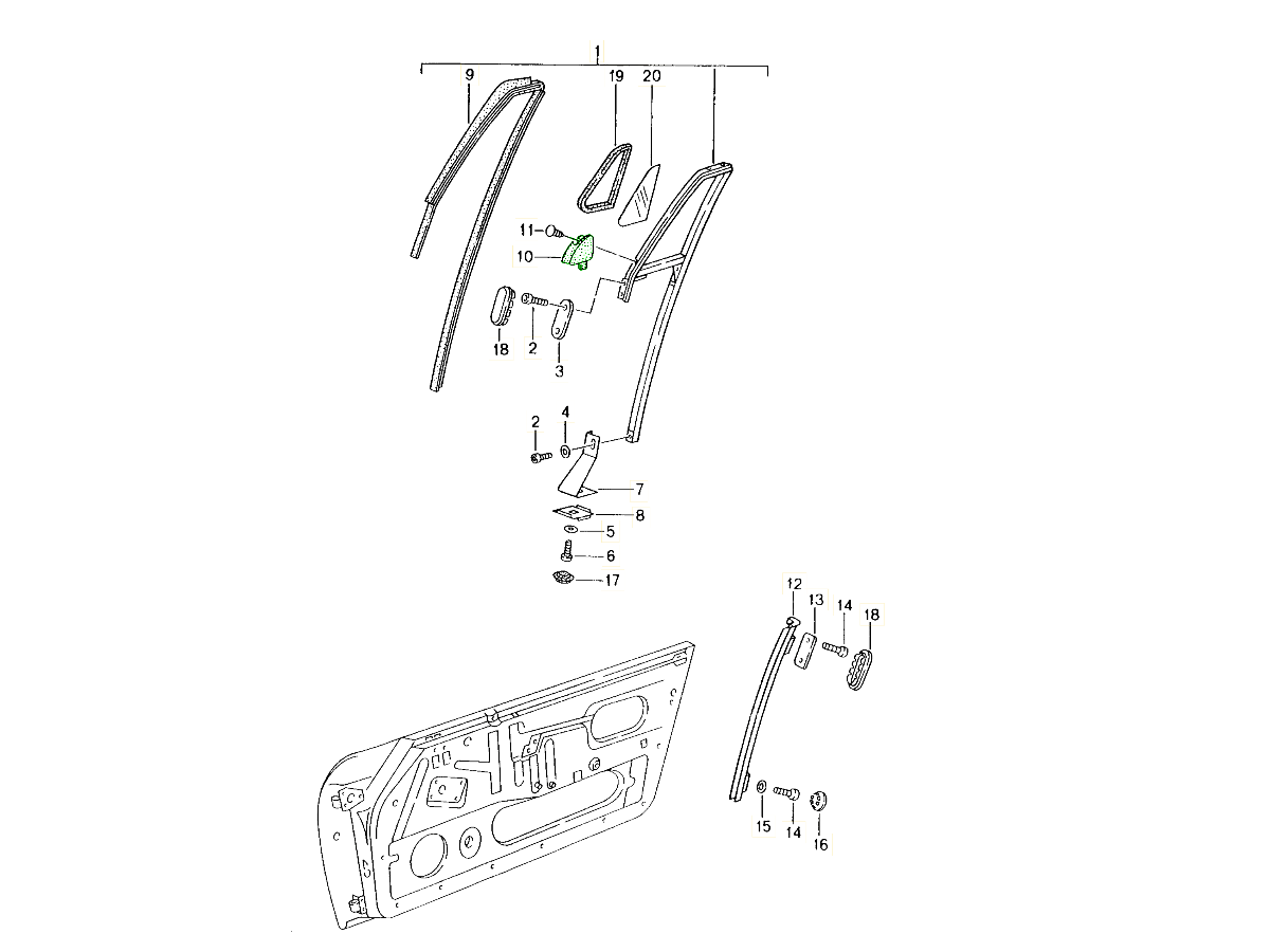 Porsche 993 Front door window vibration rubber dampener 99353771102 ...