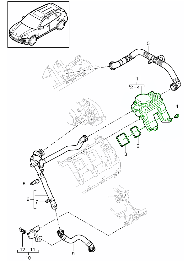 Buy Porsche Cayenne 92A (958) 2010-2017 Oil Separators & Vent lines ...