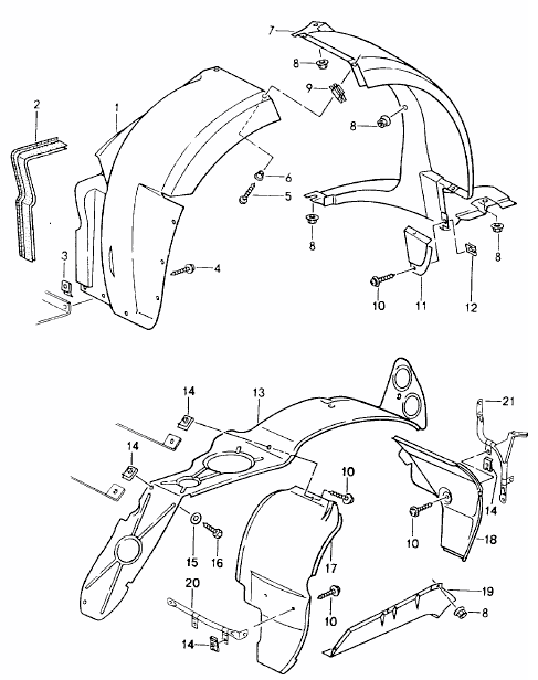 Wheel Arch Liner Front Back Porsche 964 Turbo 96550420301 96550420401 ...