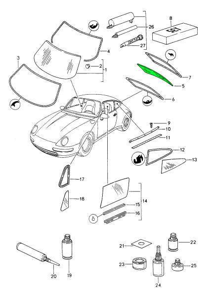 Lightweight rear window glass, 5mm plexiglass. Porsche 964 Coupe / 993 ...