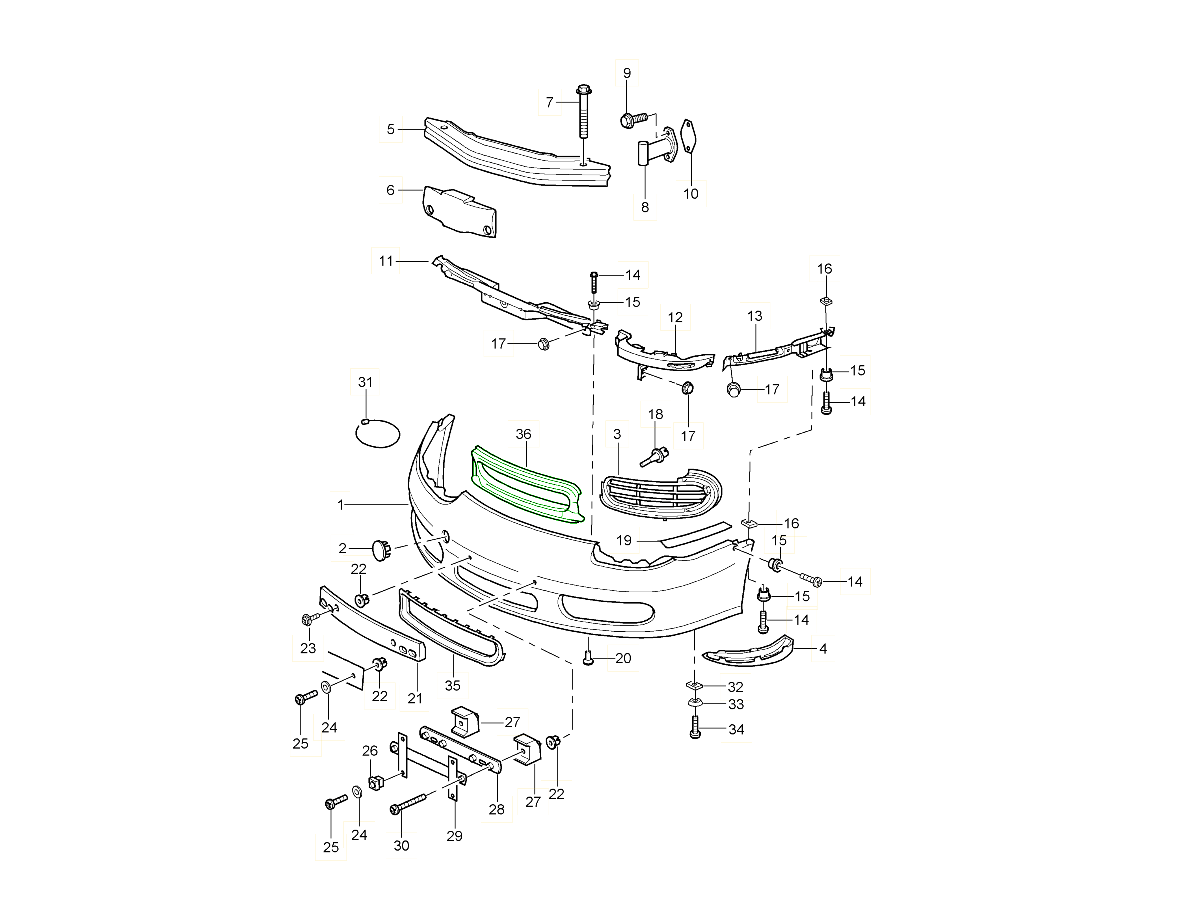 Porsche 986 Boxster Front bumper inner vent 9865055550201C ...