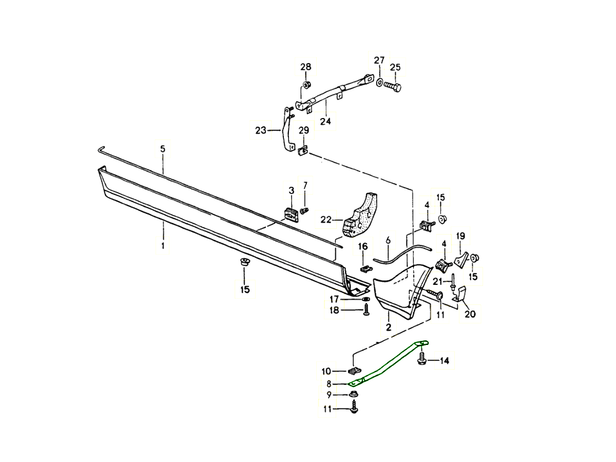 Porsche 964 Door sill support bracket rear 96455950101 96455950201 ...