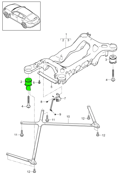 Porsche 970 Panamera Suspension Axle Rubber Mounting Rear 97033125704 ...