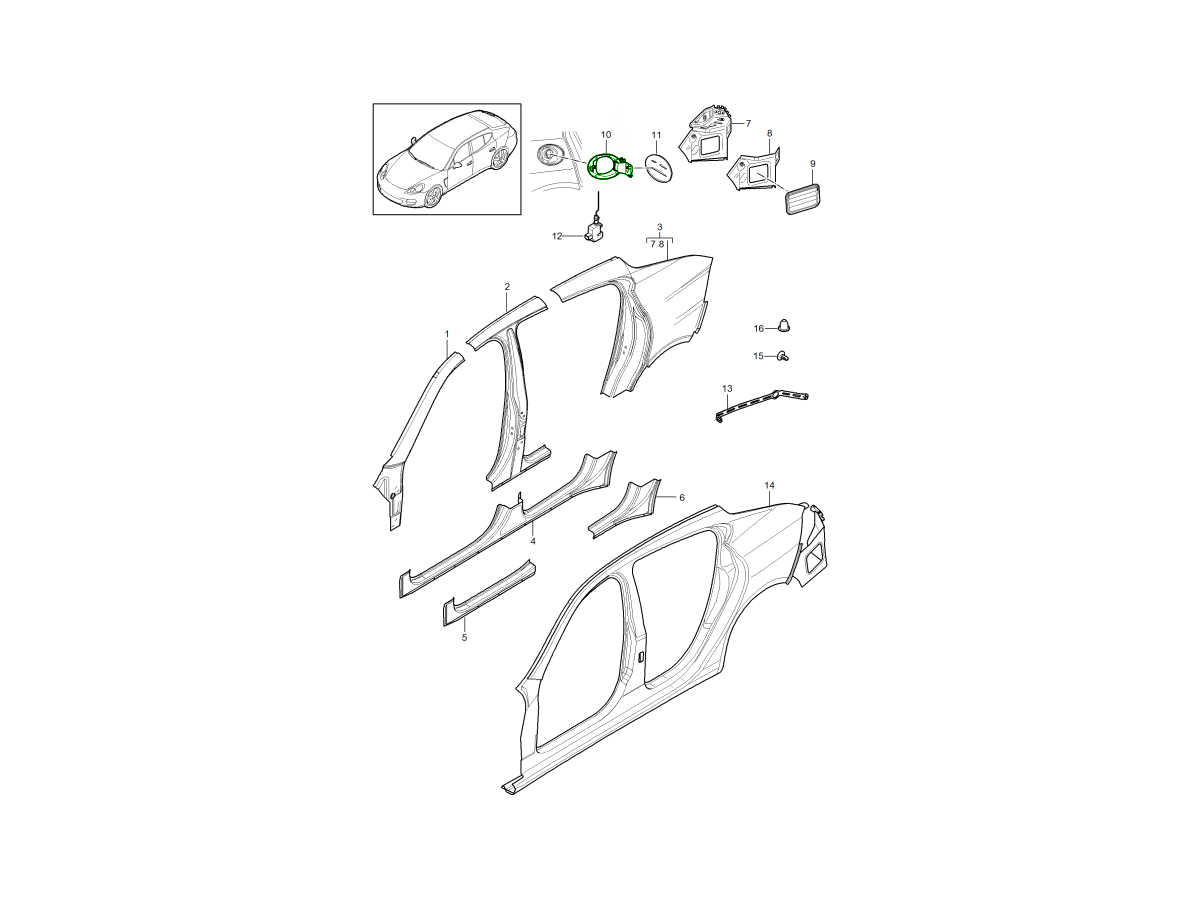 97050419308 Hybrid Charging Port Insert. Porsche 970 Panamera 2010-16 ...