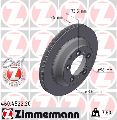 Porsche 9YA Cayenne Brake disc rotor REAR 9Y0615601 - 9Y0615601ZIM ...