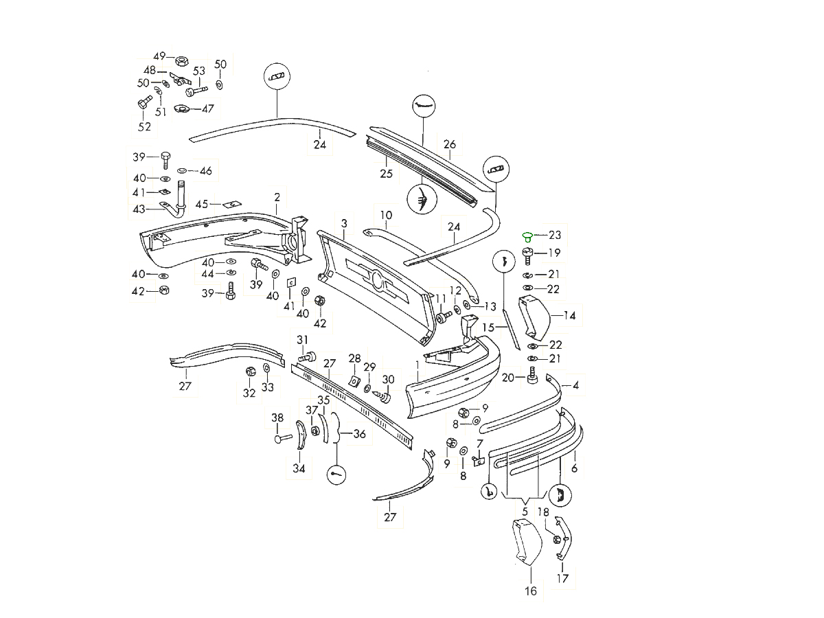 Porsche 911 912 Plastic plug for rear bumper guard 99970304340 ...