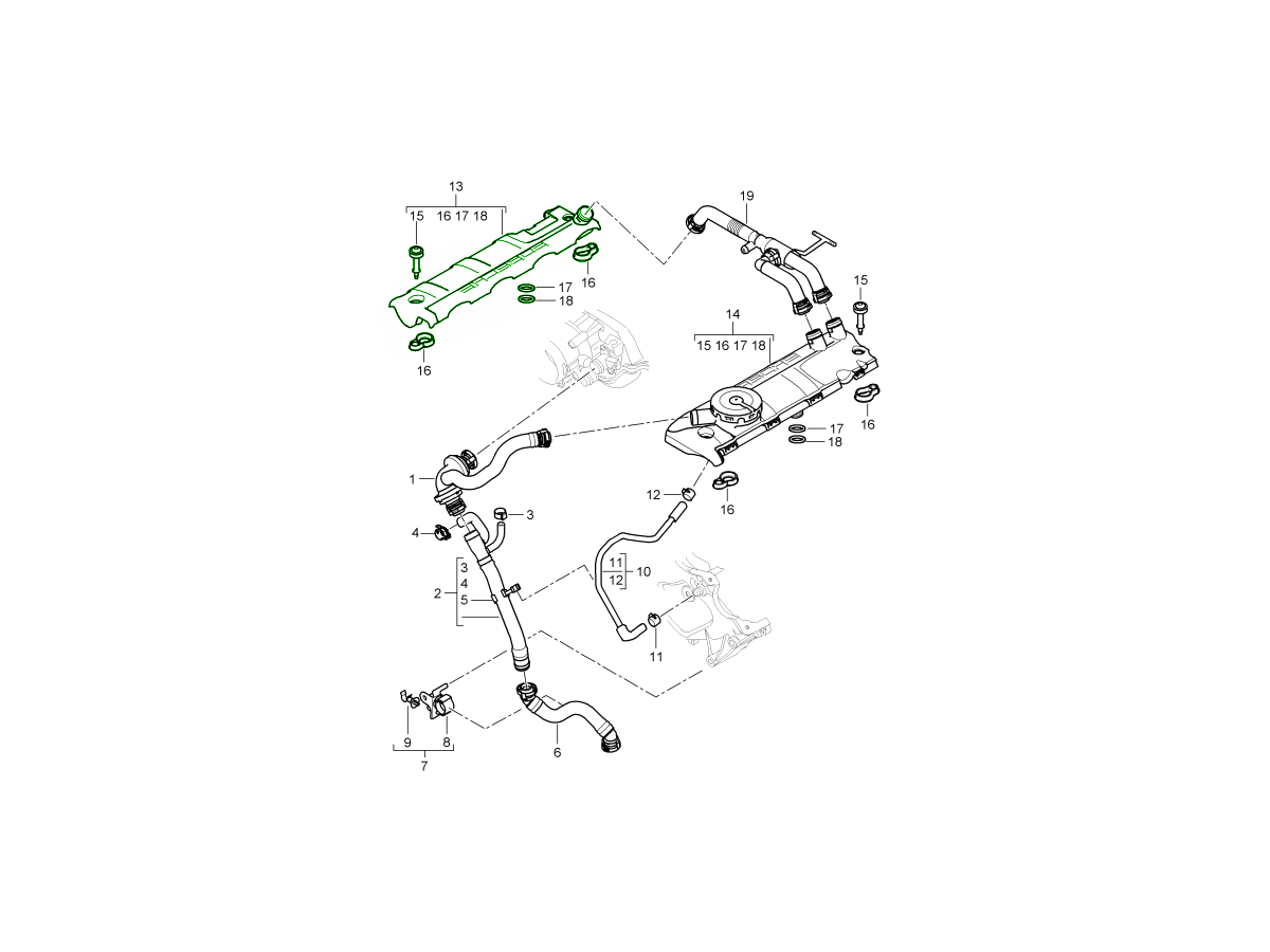 Air/Oil Separator (AOS) - Black - for Cylinders 1-4 (Right Side ...